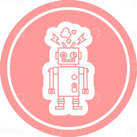 Malfunctioning Robot Circular Icon Symbol 45204270 Png