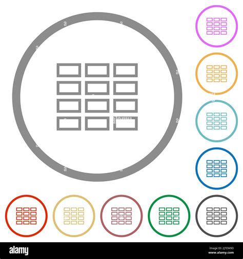 Spreadsheet Table Outline Flat Color Icons In Round Outlines On White Background Stock Vector