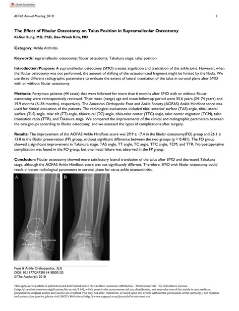 Pdf The Effect Of Fibular Osteotomy On Talus Position In