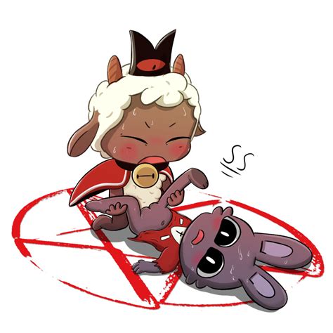 Rule 34 Anthro Blush Bodily Fluids Bovid Caprine Closed Eyes Cult Of The Lamb Cultist Duo