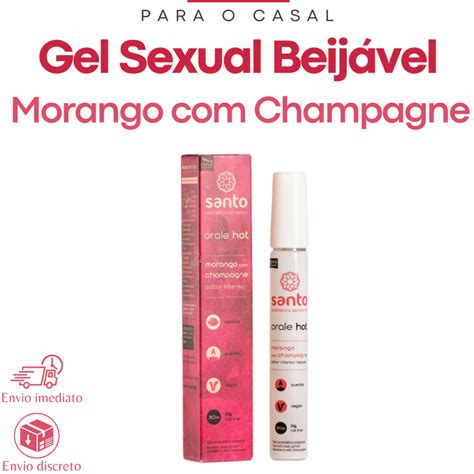 Gel Sexual Térmico Beijável Com Sabor Para Oral 30 Ml Morango Com