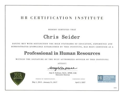 Phr Certificate Pdf