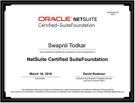 Swapnil Todkar On Linkedin Completed Oracle Netsuite Suite Foundation Certification 35