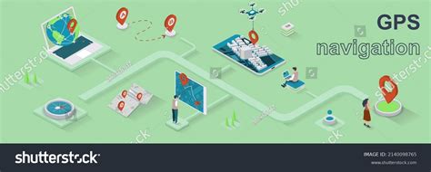 Gps Navigation Concept 3d Isometric Web Stock Vector Royalty Free