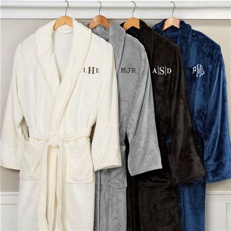 Embroidered Mens Luxury Fleece Robe Just For Him Monogram