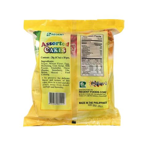 Regent Foods Assorted Cakes Flavor Pandan Ube Mocca Strawberry