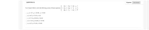 solved question 10 10 points save answer use cramer s rule