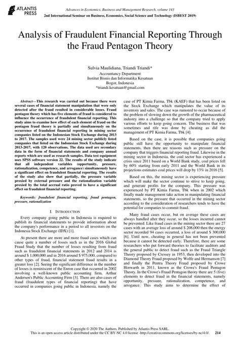 Pdf Analysis Of Fraudulent Financial Reporting Through The Fraud