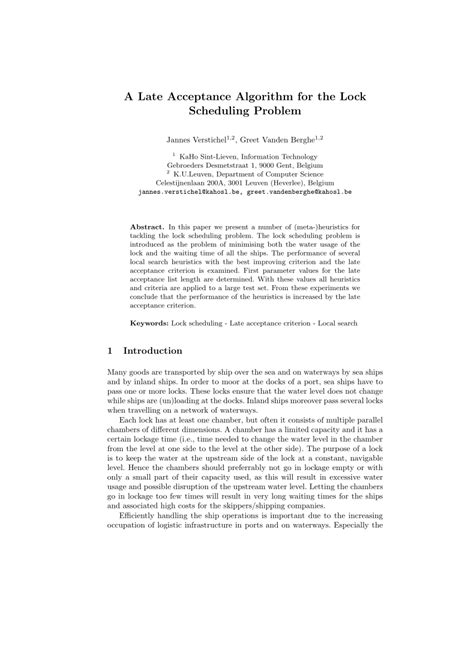 Pdf A Late Acceptance Algorithm For The Lock Scheduling Problem