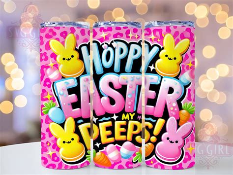 Peeps Bunny Hoppy Easter Tumbler Peeps Bunny Sublimation Hoppy Easter Cup Spring Coffee