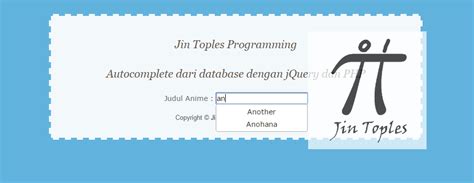 cara membuat autocomplete dari database dengan jquery dan php jin