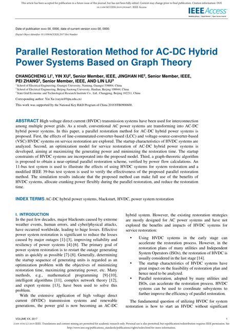 Pdf Parallel Restoration Method For Ac Dc Hybrid Power Systems Based