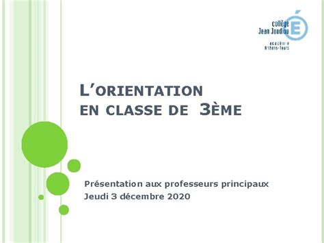 Lorientation En Classe De 3me Prsentation Aux Professeurs