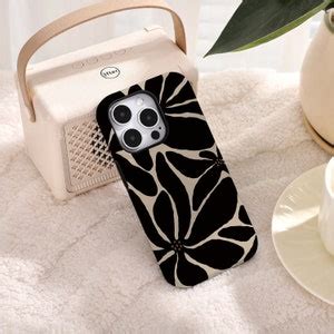 Abstract Black Flower Personalized Iphone Case Full Wrap Cover Etsy