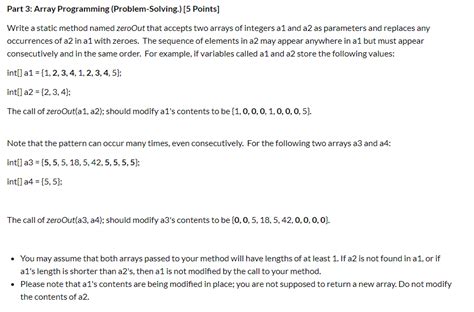 Solved Part Array Programming Problem Solving Chegg