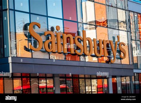 Sainsburys Supermarket Branch Exterior Logo Signage London Stock
