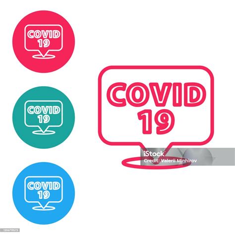 빨간색 라인 코로나 바이러스 2019ncov 흰색 배경에 격리 된 위치 아이콘에 박테리아와 세균 세포암 미생물 곰팡이 원 버튼에