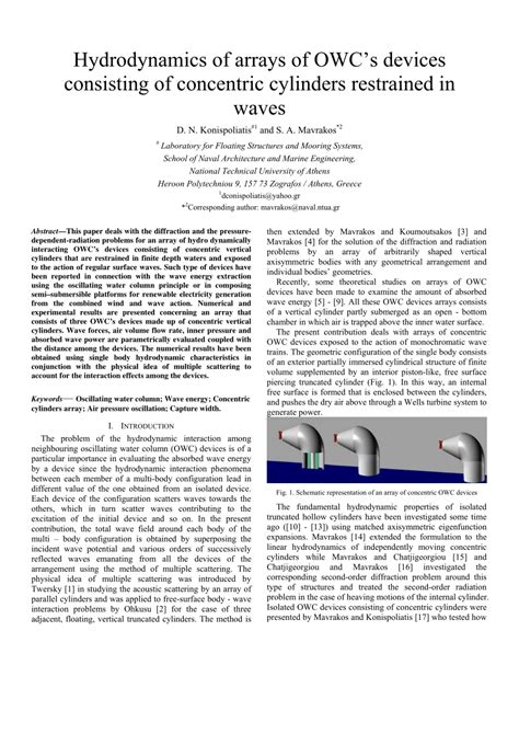 Pdf Hydrodynamics Of Arrays Of Owcs Devices Consisting Of