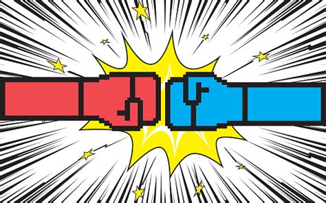 두 개의 반대편 측면과 속도 라인 배경 충돌 만화 및 만화에 대 한 효과 모션 라인 효과 폭발이 있는 프레임 중심 으로부터의