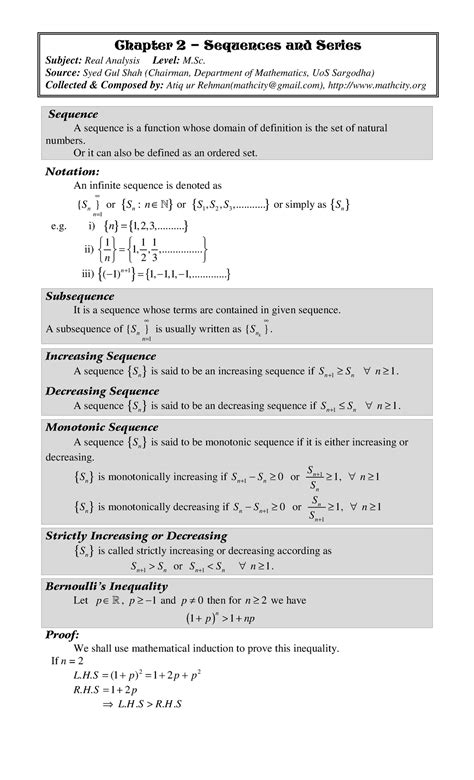 Chap Real Analysis Home Works Sequence A Sequence Is A Function Whose Domain Of