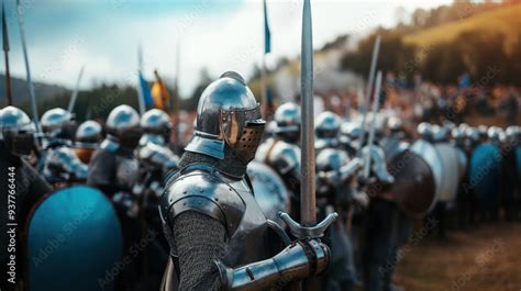Armored Knights Stand Poised With Weapons Ready To Engage In A