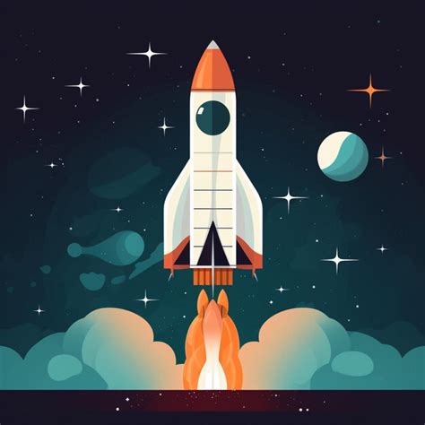 Premium Ai Image Illustration Of A Rocket Taking Off Into Space With Planets In The Background