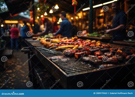 Barbecue By The Sea Friends Grill Meat Colorful Flags Generative
