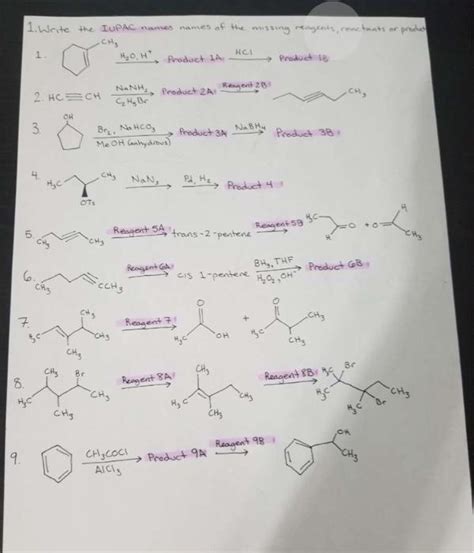 Solved 1 Write The IUPAC Names Names Of The Missing Chegg Com