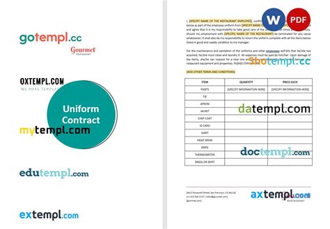 Free Uniform Contract Template Word And Pdf Format Download At Gotempl Pro