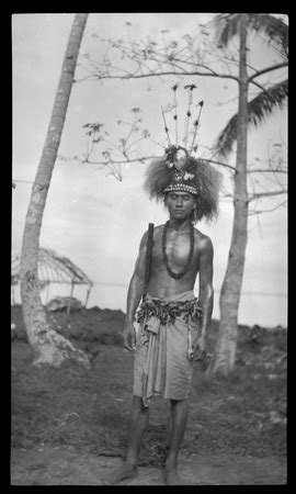 Portrait Of Young Man With Traditional Samoan Clothing And Headdress