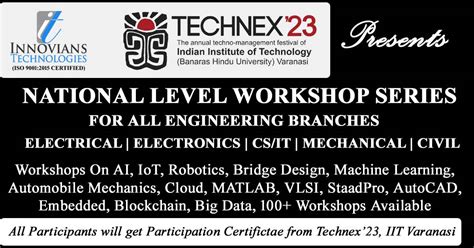 technex 23 iit varanasi technology outreach workshops program on