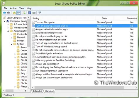 How To Disable Picture Password Sign In Option In Windows