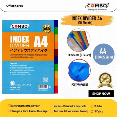 Index Divider A4 10 Lembar Plastik Divider Pembatas Binder Binder Divider File Divider
