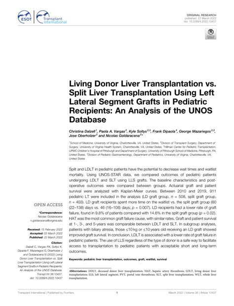 Pdf Living Donor Liver Transplantation Vs Split Liver