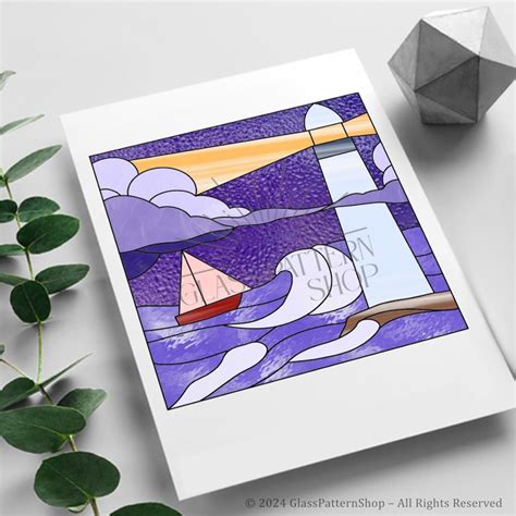Lighthouse Stained Glass Pattern Coastal Suncatcher Nightlight