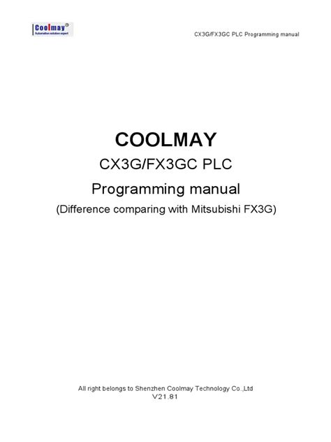 Cx3g Fx3gc Plc Programming Manual V21 81 Pdf Programmable Logic