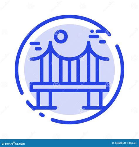 Across Bridge Metal River Road Blue Dotted Line Line Icon Stock Vector Illustration Of
