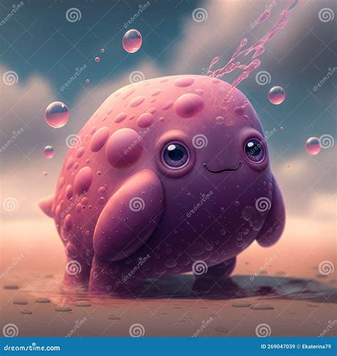 A Cute Purple Blob Character Created With Generative Ai Stock Image