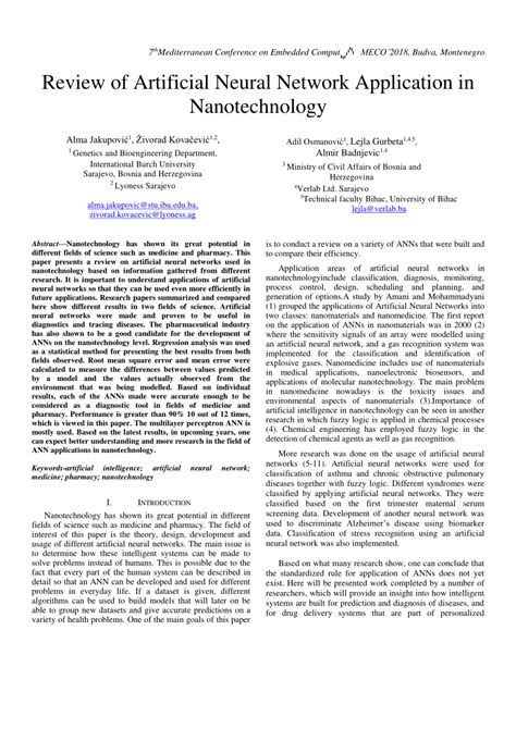 Pdf Review Of Artificial Neural Network Application In Nanotechnology