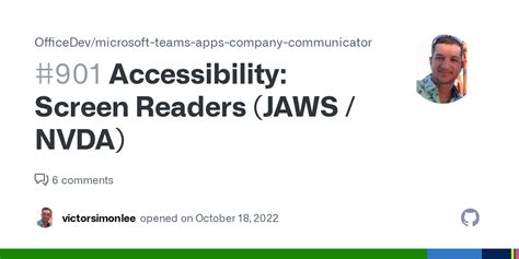 Accessibility Screen Readers JAWS NVDA Issue OfficeDev Microsoft Teams Apps