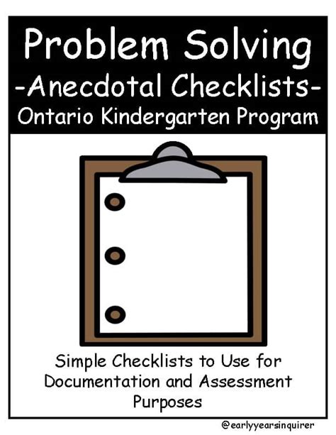 Problem Solving And Innovating Anecdotal Checklists Ontario Kindergarten