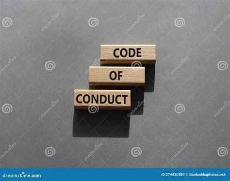 Code Of Conduct Symbol Wooden Blocks With Words Code Of Conduct Beautiful Grey Background