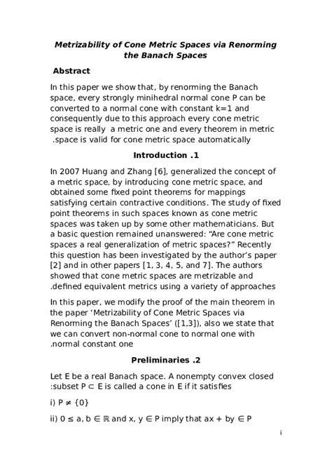 Doc Metrizability Of Cone Metric Spaces Via Renorming The Banach Spaces