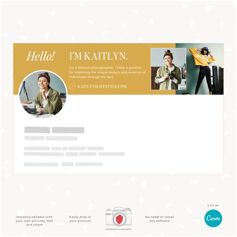 Linkedin Banner Canva Template For Photographers Strawberry Kit