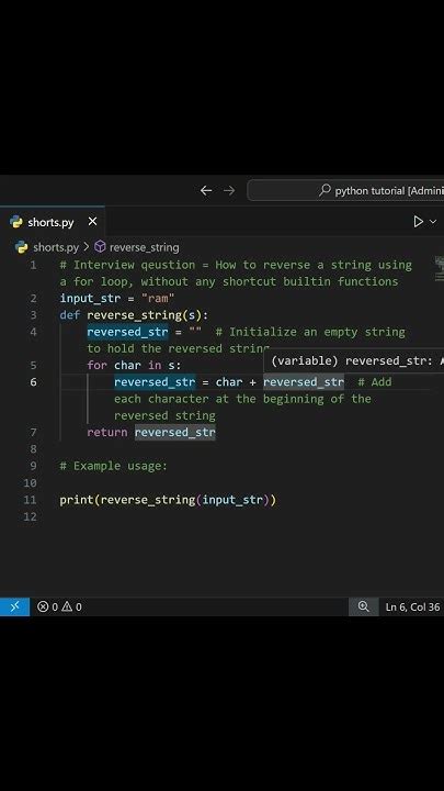 Python Interview Question Reversed String Interview Coding Pythoninterview Youtube