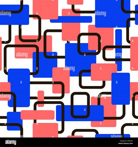 Vector Abstract Squares Seamless Vitage Red And Blue Pattern Stock