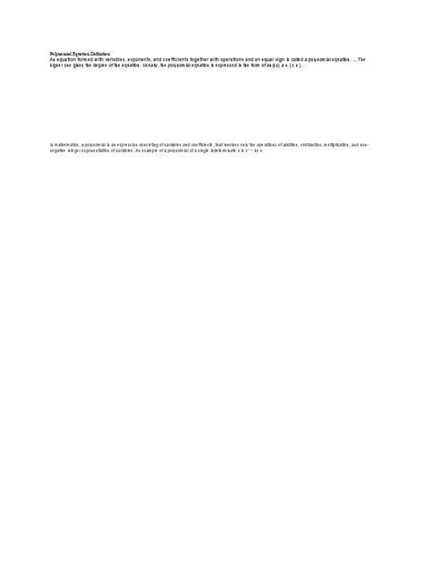 Polynomial Equation Definition Pdf