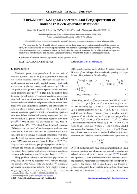 The Furi Martelli Vignoli Spectrum And Feng Spectrum Of Nonlinear Block