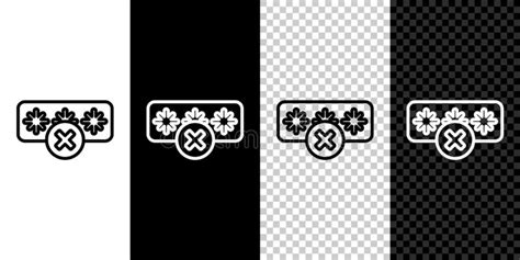 Set Line Password Protection And Safety Access Icon Isolated On Black And White Background