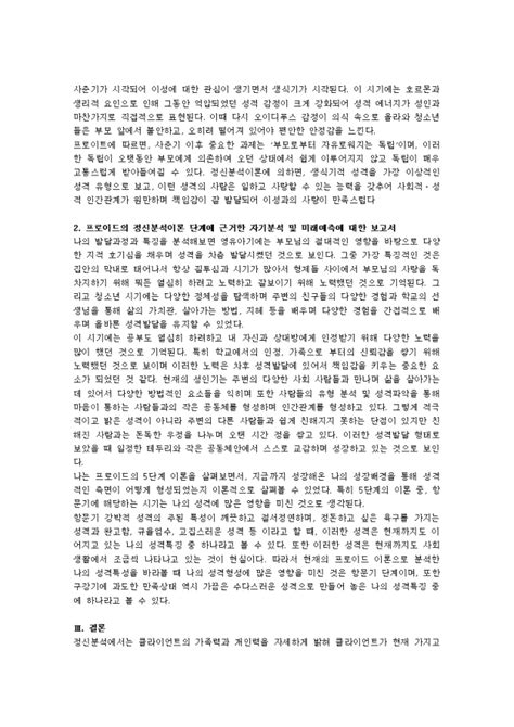 프로이드의 정신분석이론에 학습한 바 있습니다 프로이드의 정신분석이론 단계는 구강기 항문기 남근기 잠복기 생식기로 이루어져있습니다 프로이드의 정신분석이론